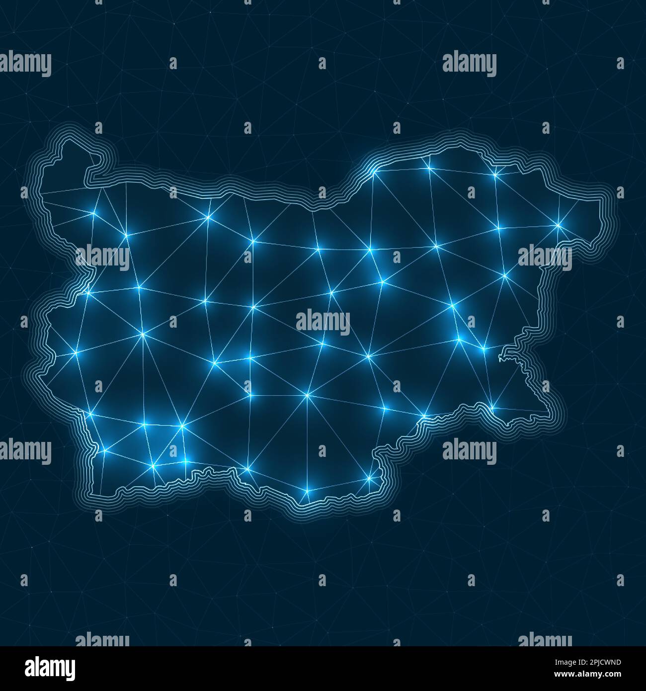 Bulgaria network map. Abstract geometric map of the country. Digital ...