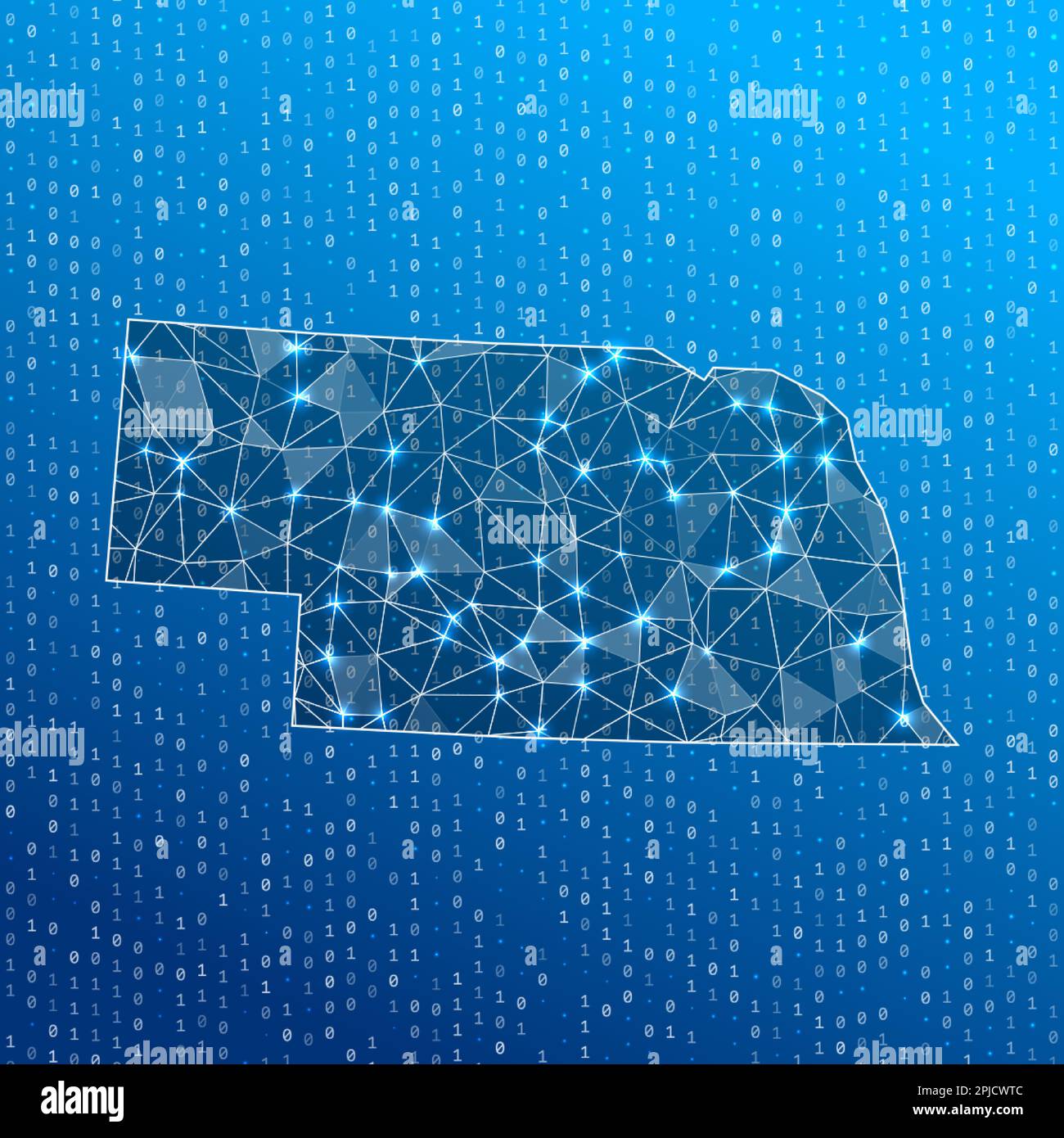 Network map of Nebraska. US state digital connections map. Technology ...