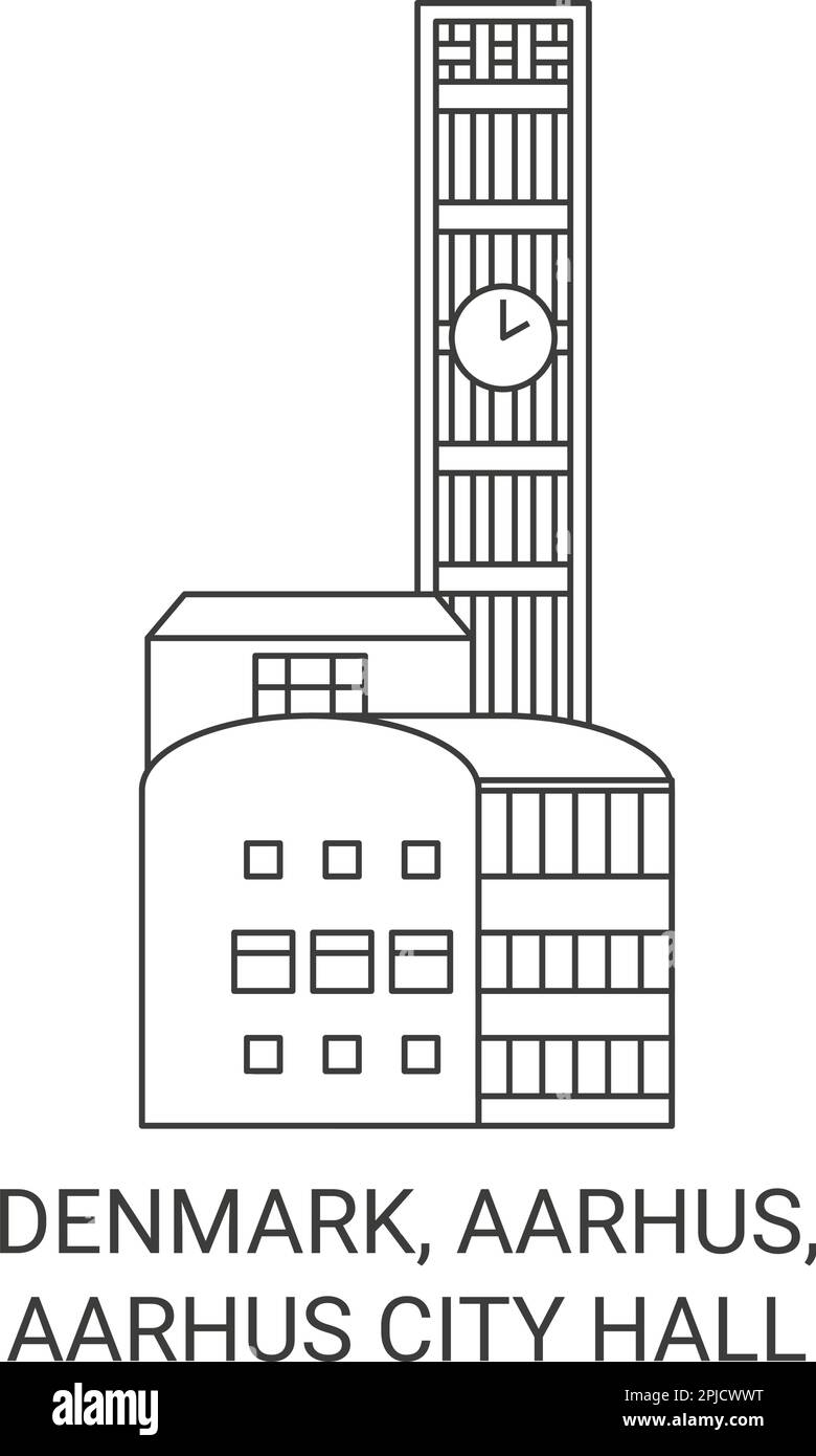 Denmark, Aarhus, Aarhus City Hall travel landmark vector illustration ...