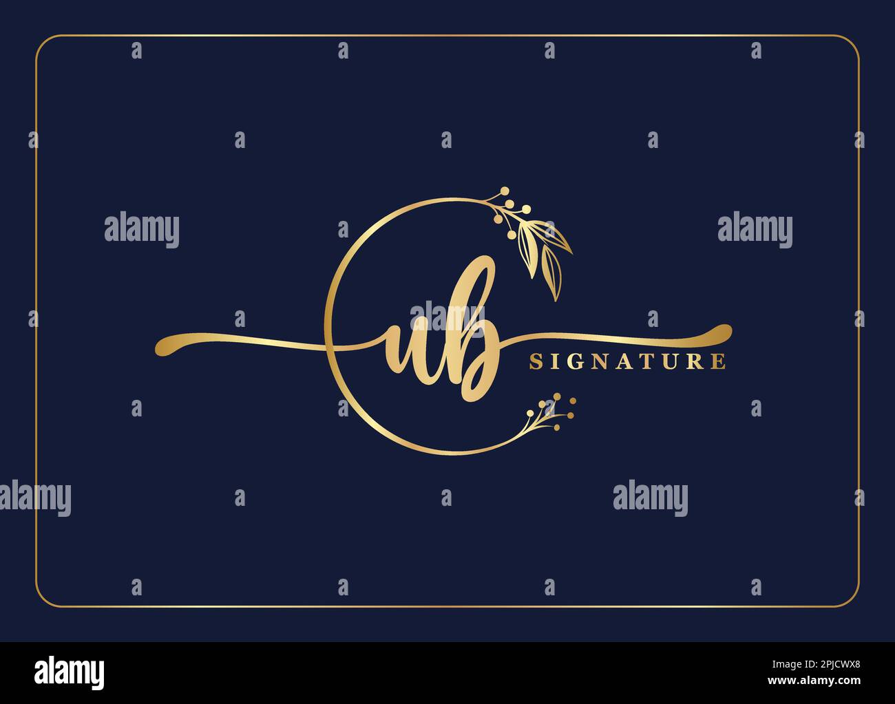luxury gold signature initial UB logo design isolated leaf and flower ...