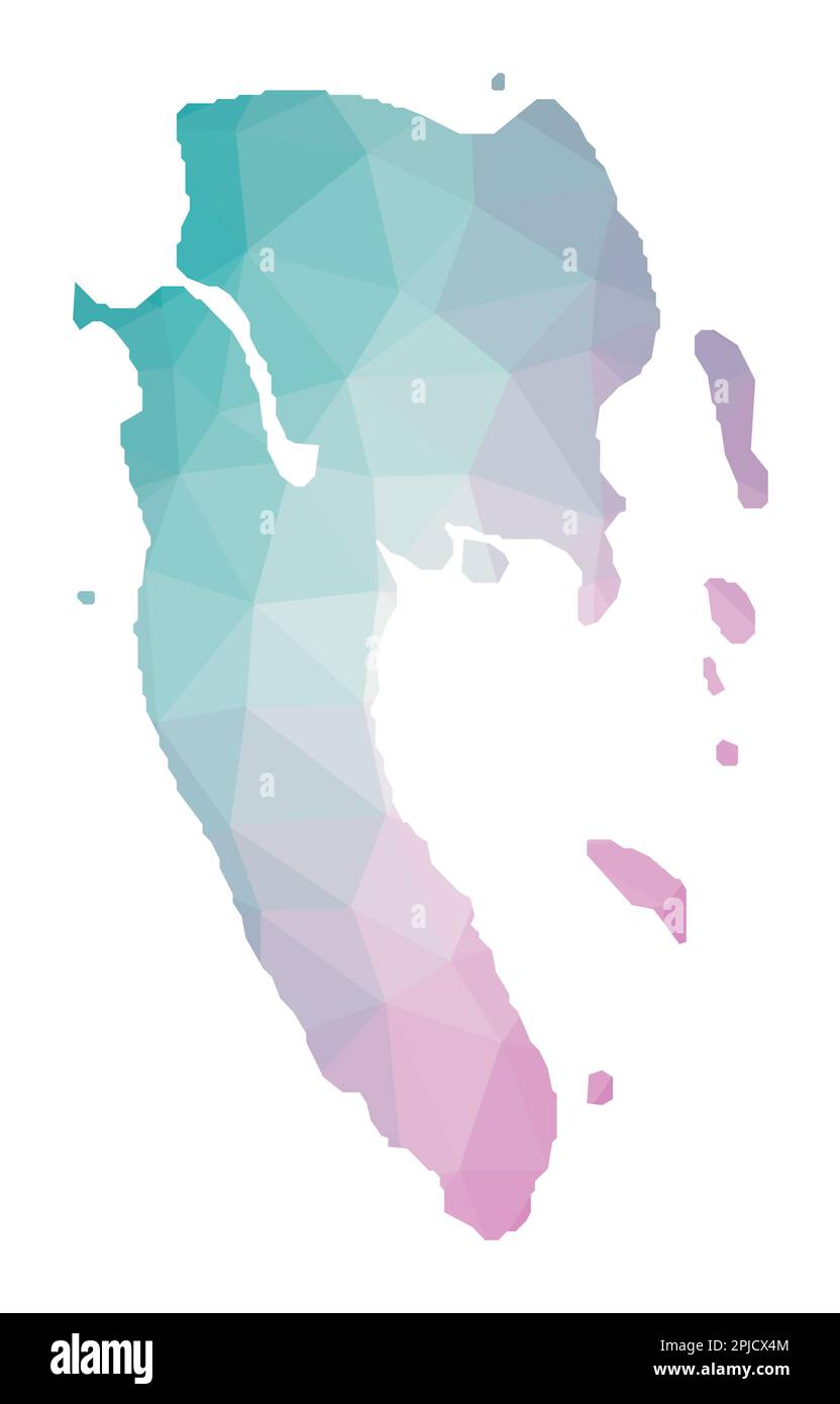 Polygonal map of Ko Lanta. Geometric illustration of the island in ...