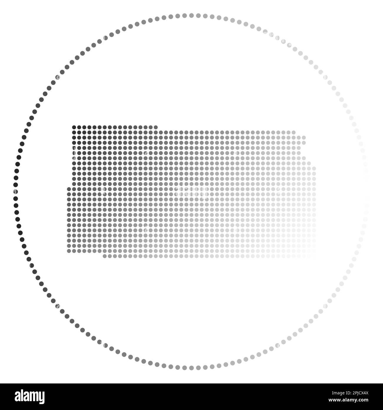 Kansas digital badge. Dotted style map of Kansas in circle. Tech icon ...