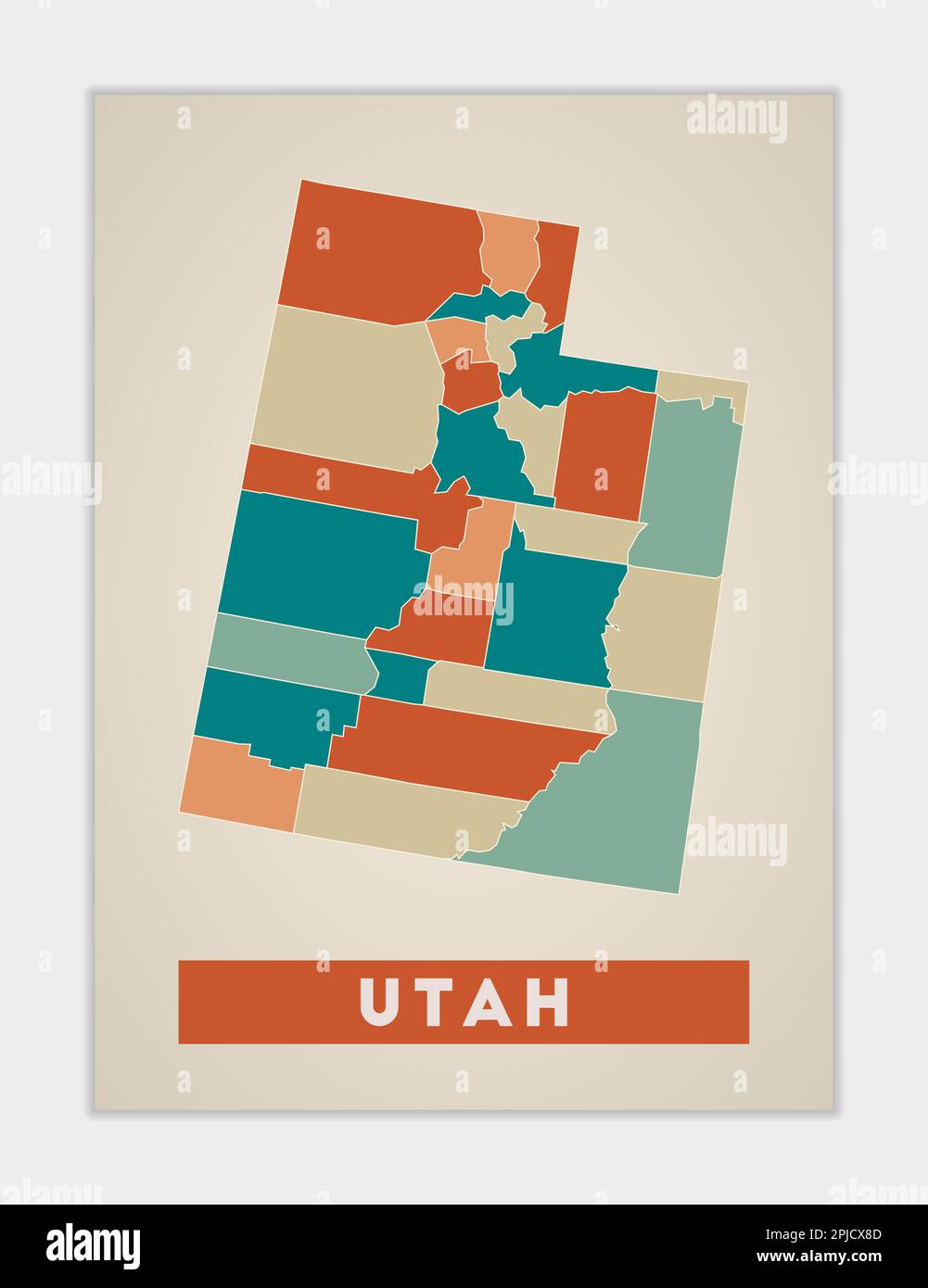 Utah poster. Map of the US state with colorful regions. Shape of Utah ...