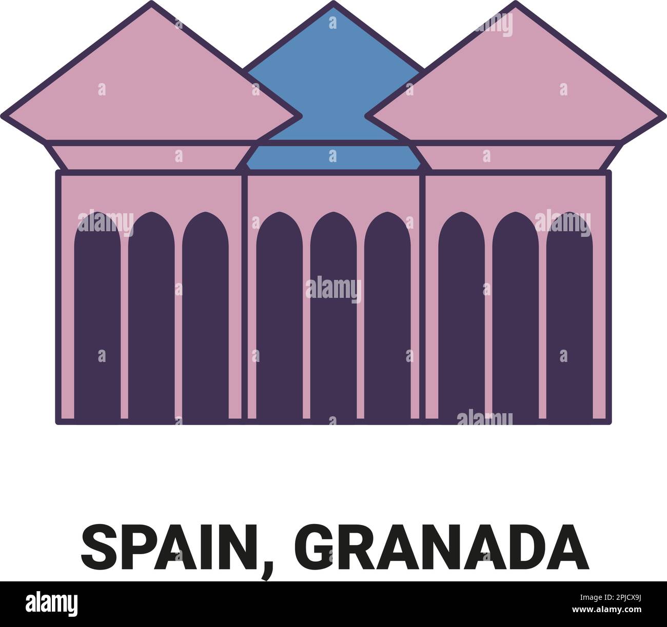 Spain, Granada, travel landmark vector illustration Stock Vector Image ...