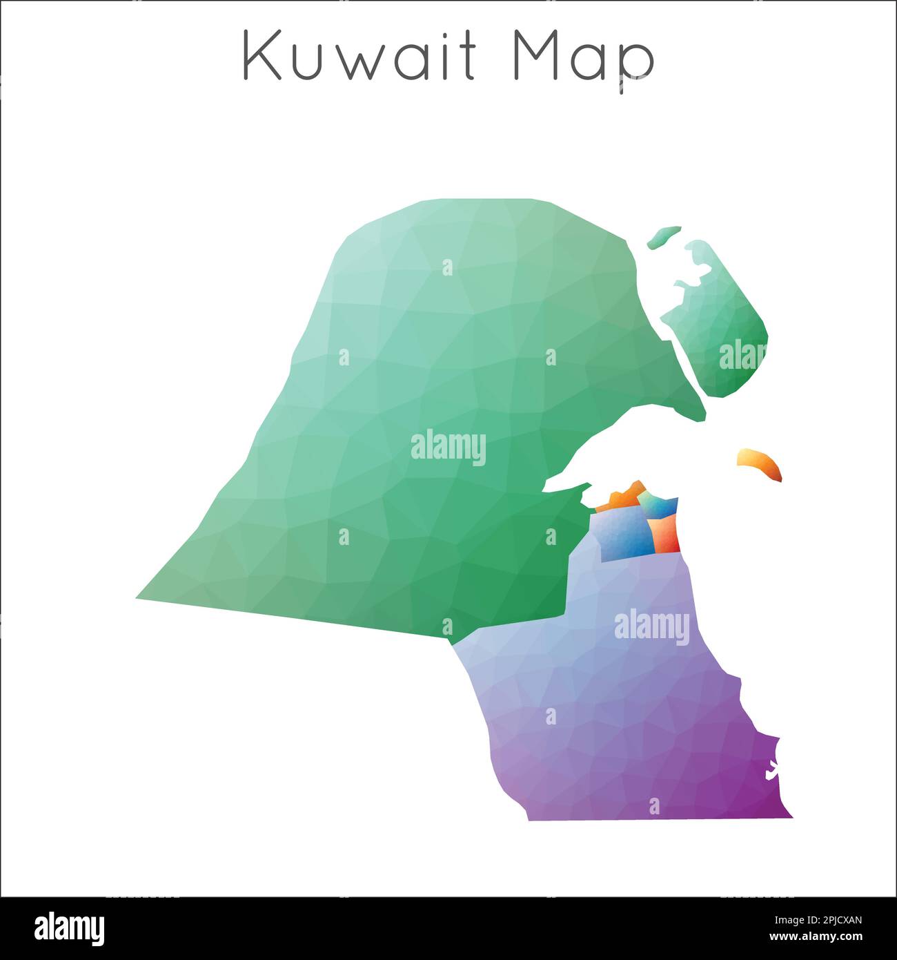 Low poly map of Kuwait. Kuwait geometric polygonal, mosaic style map ...