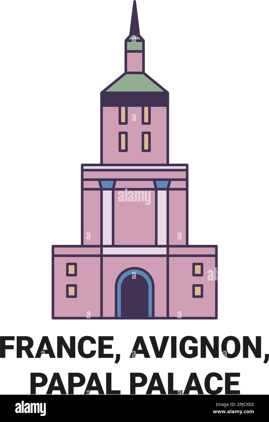 France, Avignon, Papal Palace, travel landmark vector illustration ...