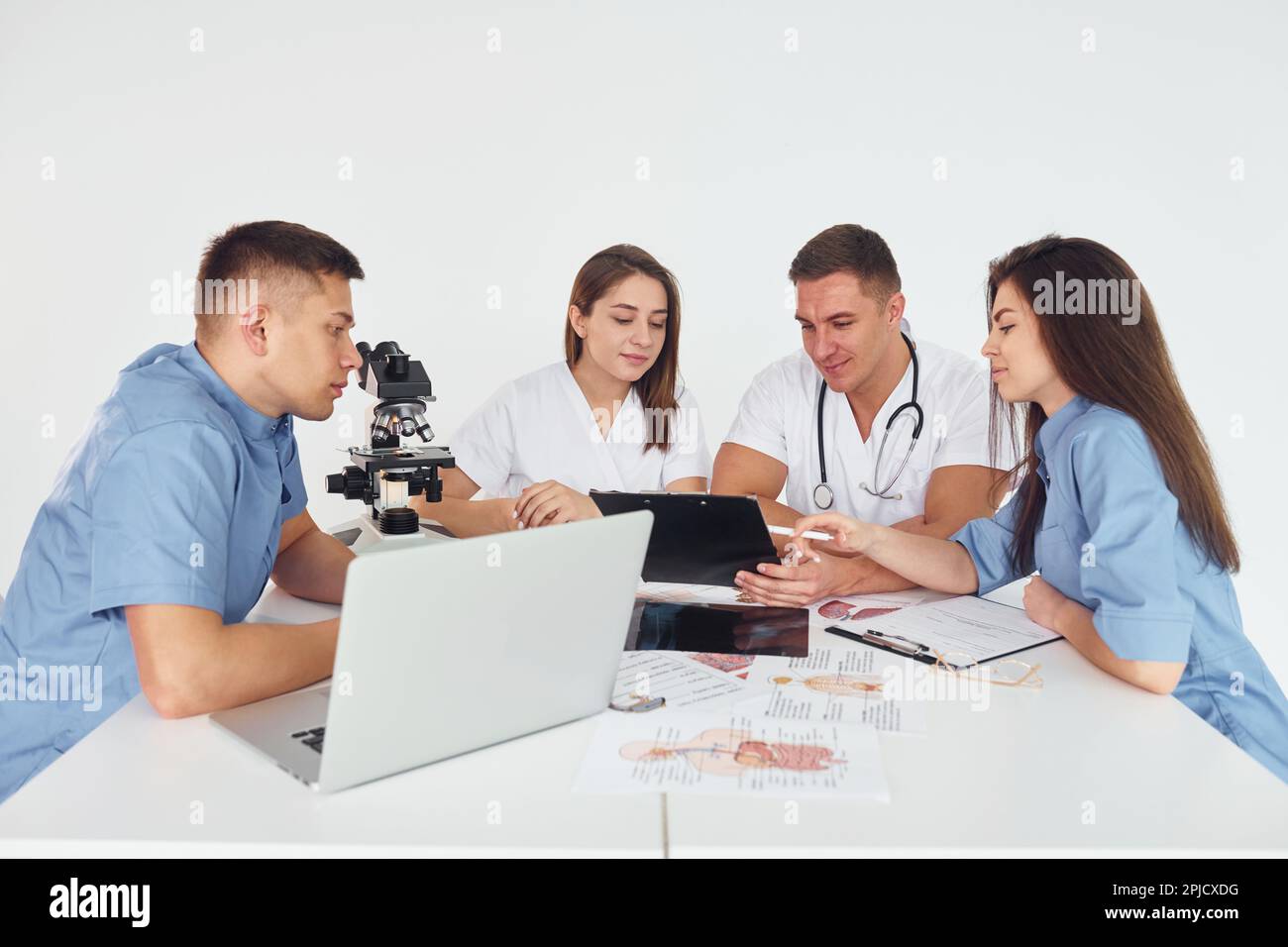 Group of young doctors is working together in the modern office Stock ...