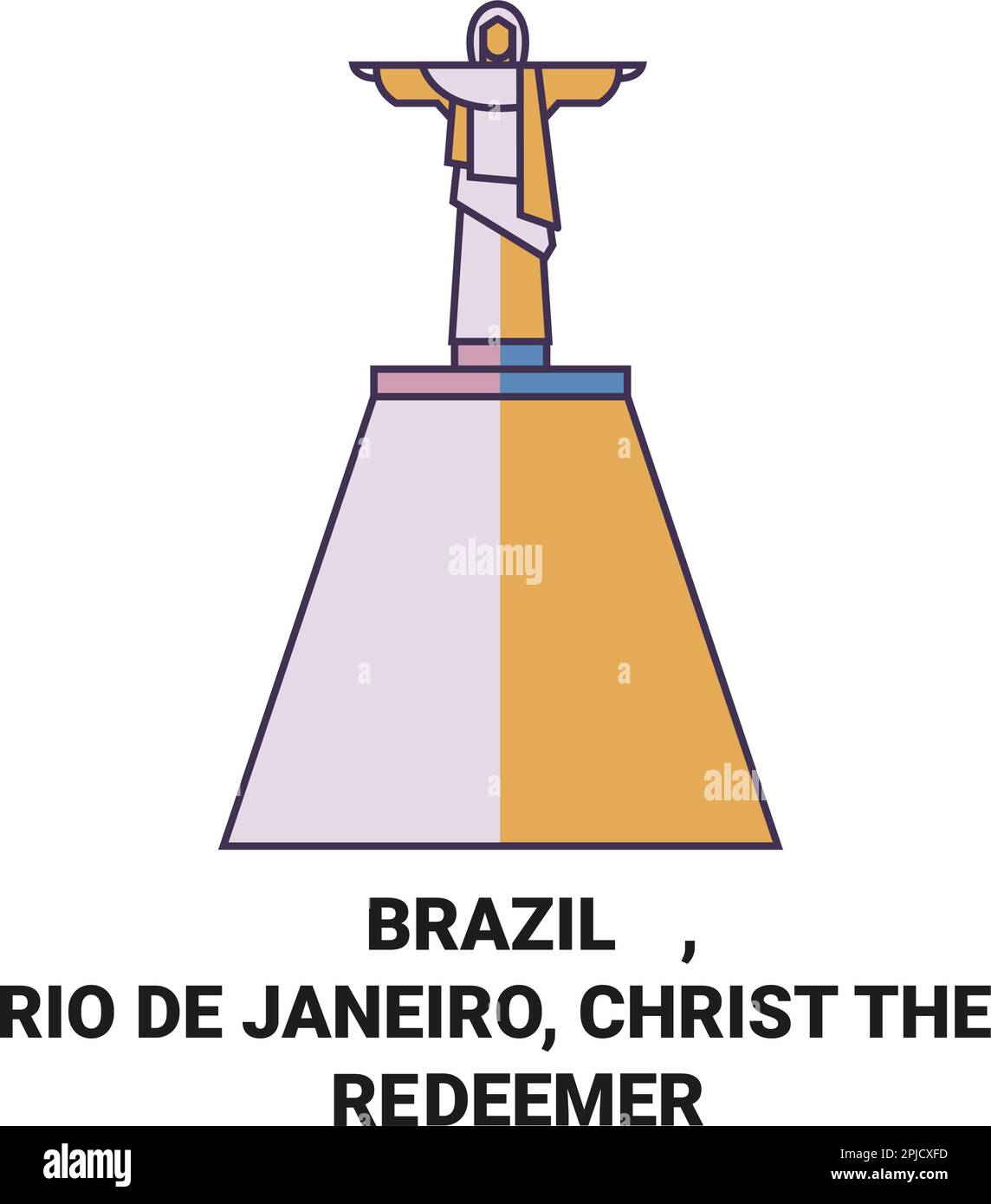 Brazil, Rio De Janeiro, Christ The Redeemer travel landmark vector ...