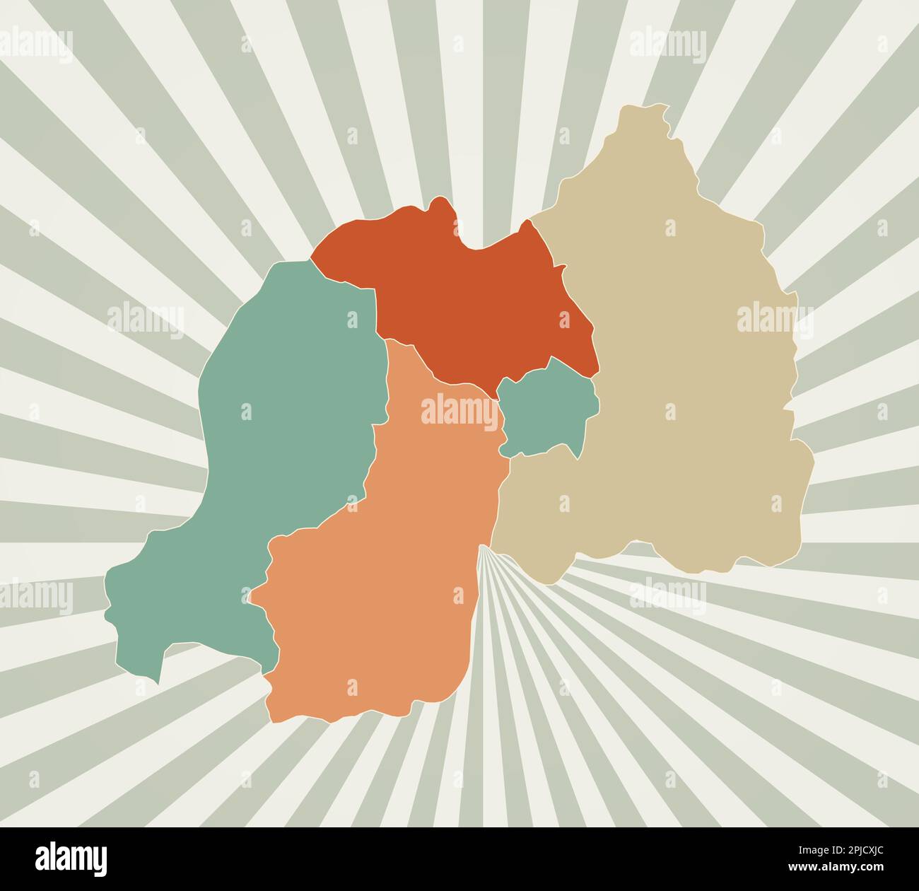 Rwanda map. Poster with map of the country in retro color palette ...