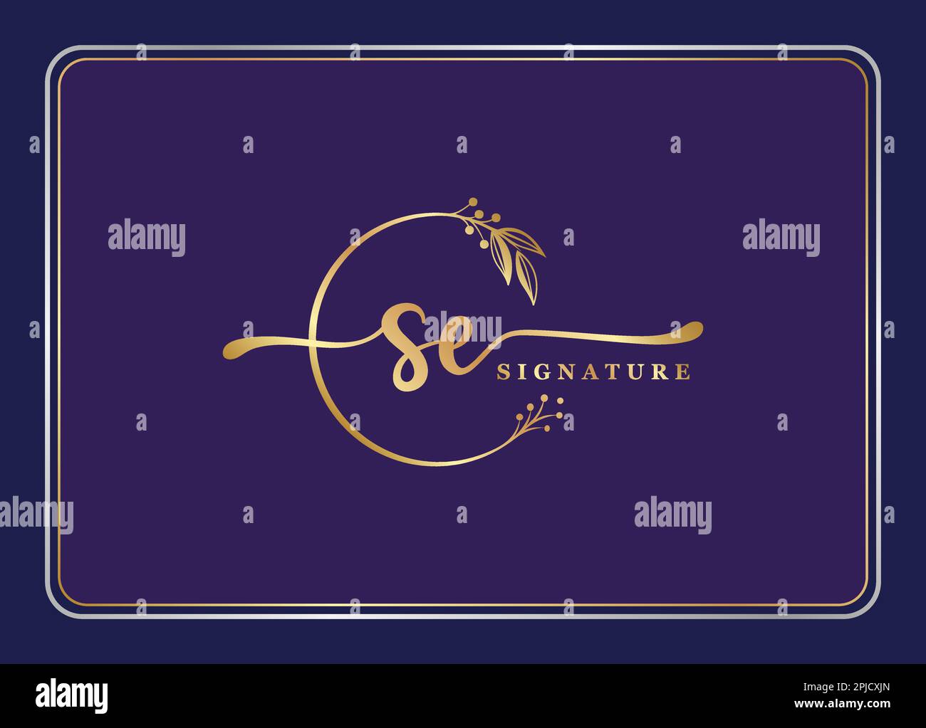 luxury gold signature initial SE logo design isolated leaf and flower ...
