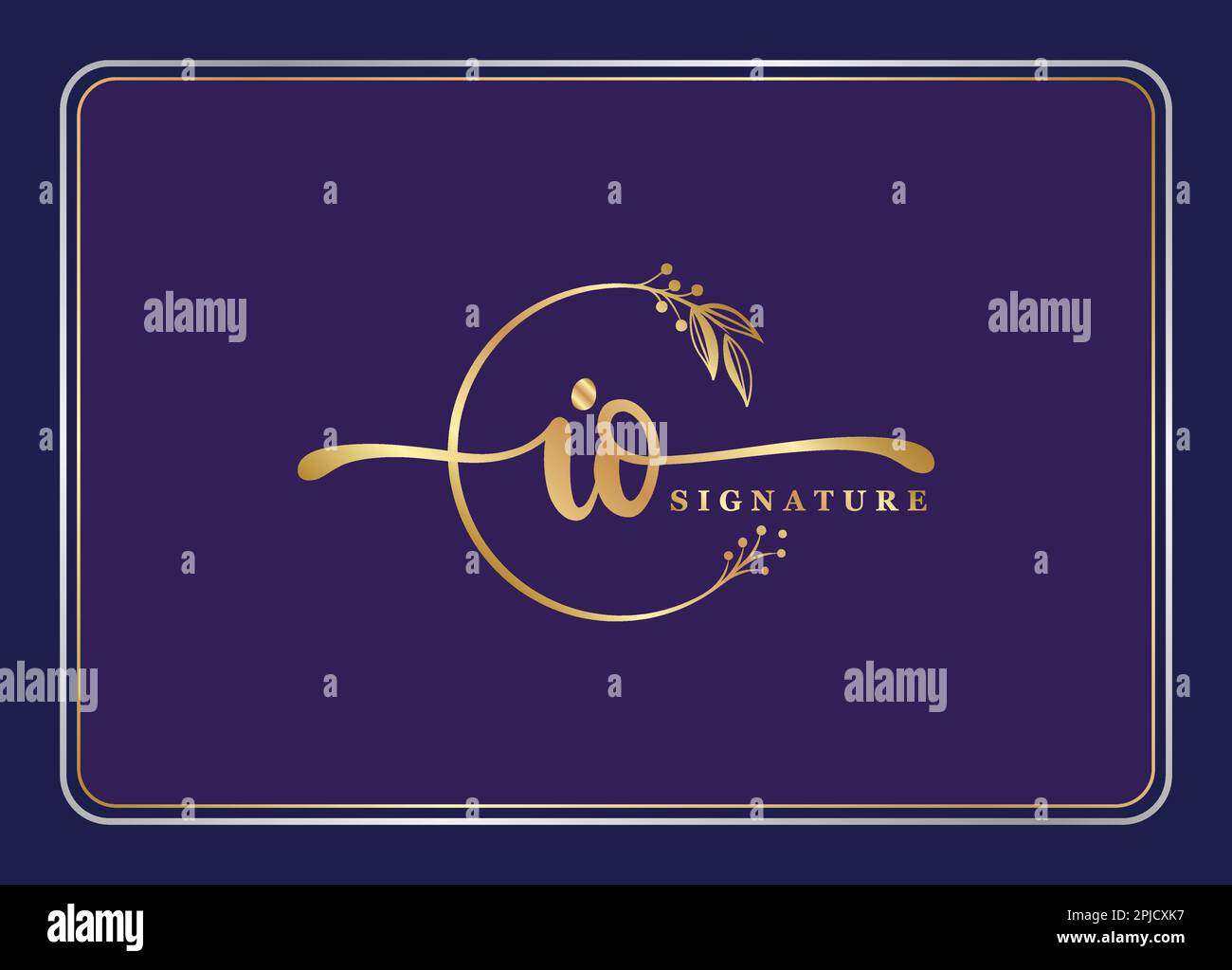 luxury gold signature initial IO logo design isolated leaf and flower ...