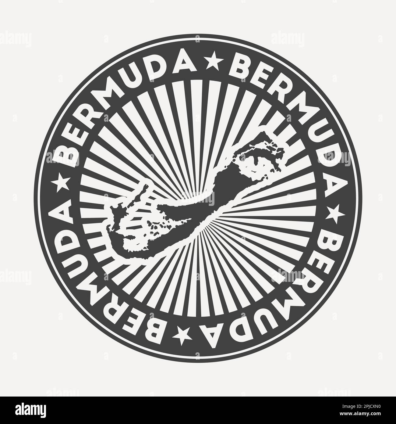 Bermuda round logo. Vintage travel badge with the circular name and map ...