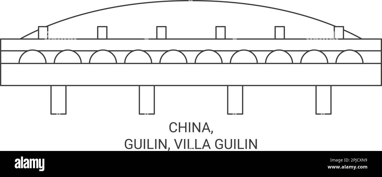 China, Guilin, Villa Guilin travel landmark vector illustration Stock ...