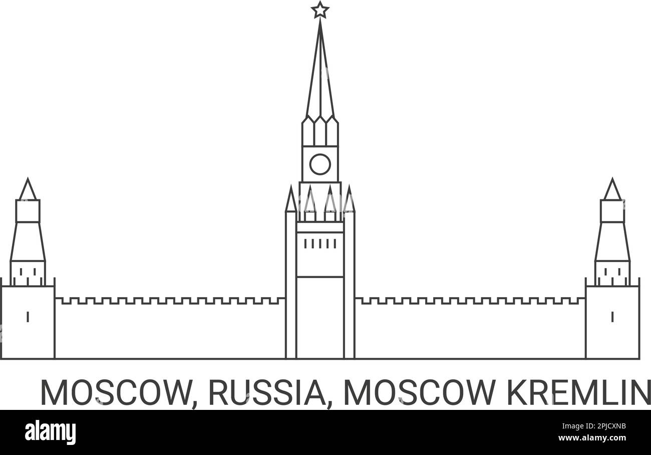 Russia, Moscow, Moscow Kremlin, travel landmark vector illustration ...