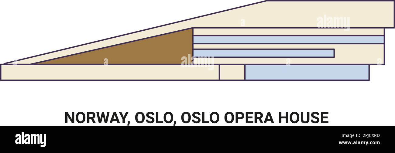 Norway, Oslo, Oslo Opera House, travel landmark vector illustration ...