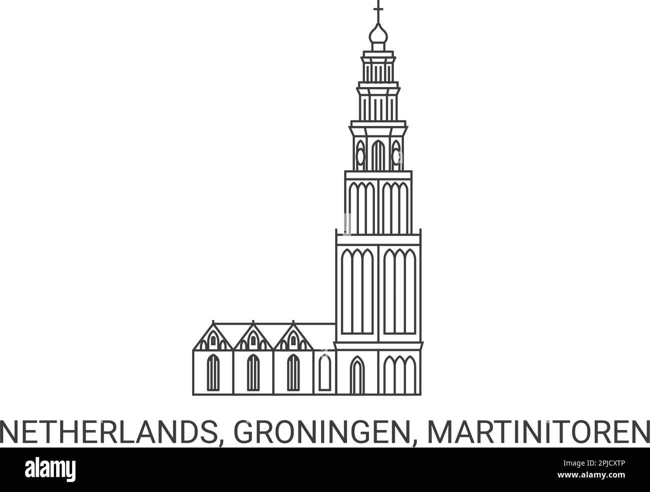 Netherlands, Groningen, Martinitoren, travel landmark vector ...