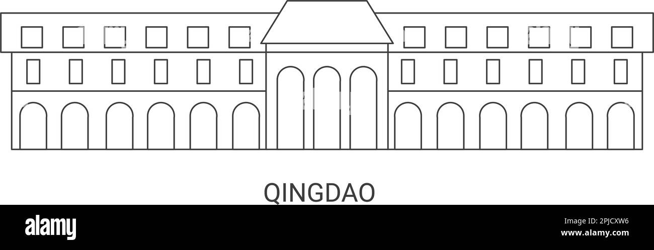 China, Qingdao travel landmark vector illustration Stock Vector Image ...