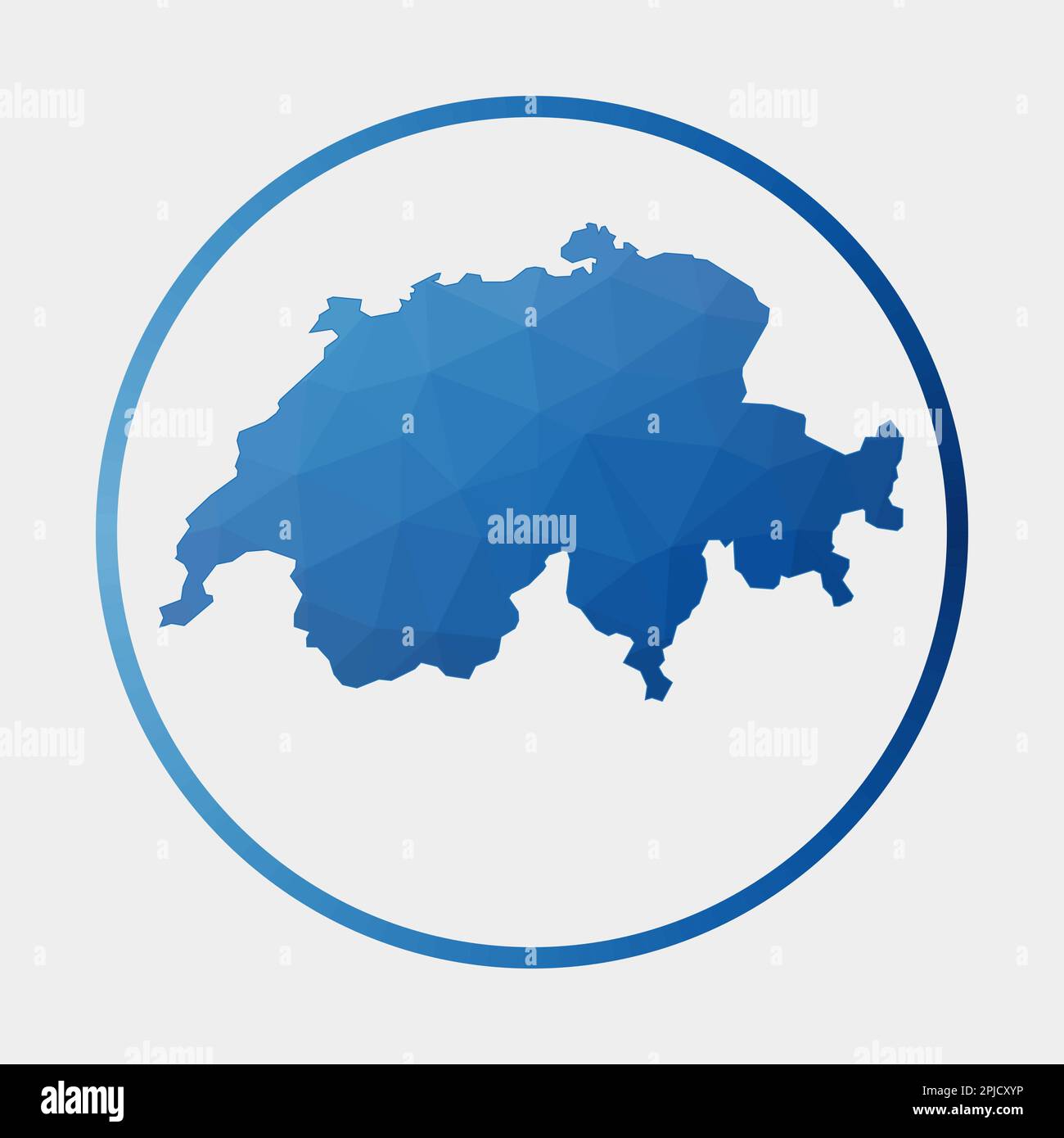 Switzerland icon. Polygonal map of the country in gradient ring. Round ...
