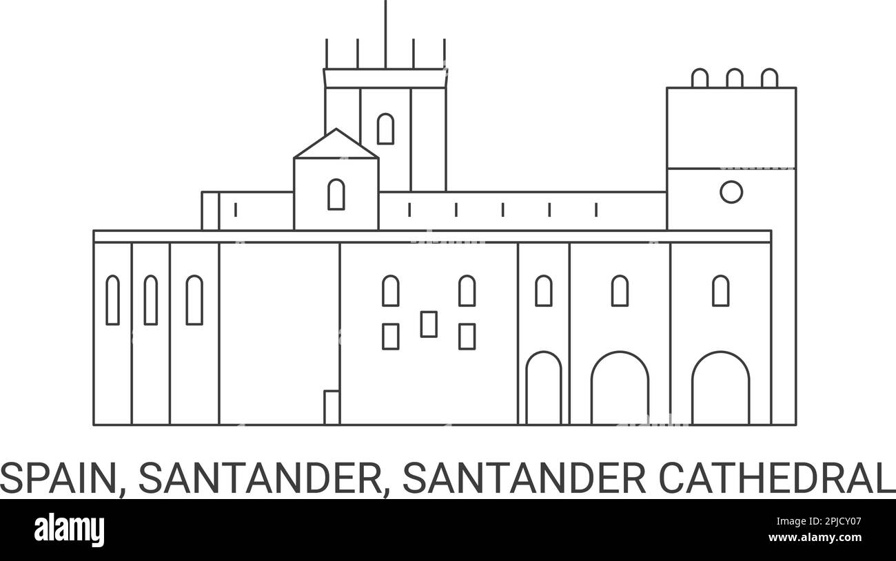 Spain, Santander, Santander Cathedral, travel landmark vector ...