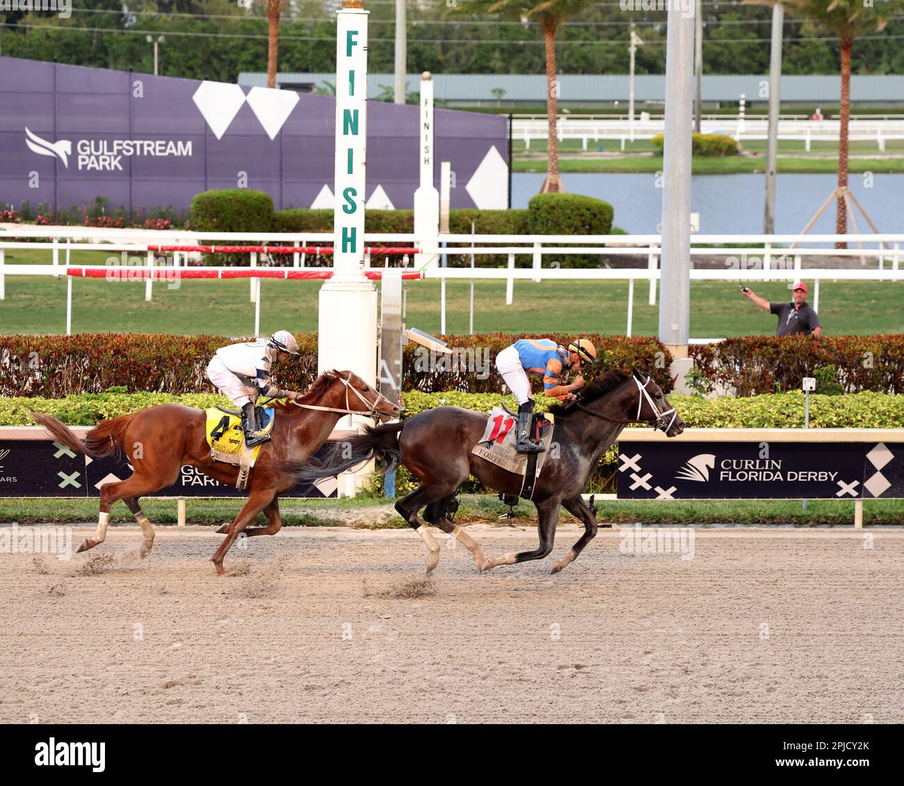 HALLANDALE, FLORIDA - APRIL 01: Forte #11, ridden by Irad Ortiz Jr ... HALLANDALE, FLORIDA - APRIL 01: Forte #11, ridden by Irad Ortiz Jr ...