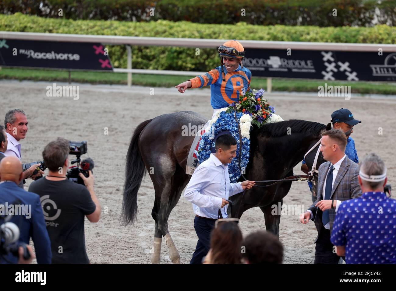 HALLANDALE, FLORIDA - APRIL 01: Forte #11, ridden by Irad Ortiz Jr ... HALLANDALE, FLORIDA - APRIL 01: Forte #11, ridden by Irad Ortiz Jr ...