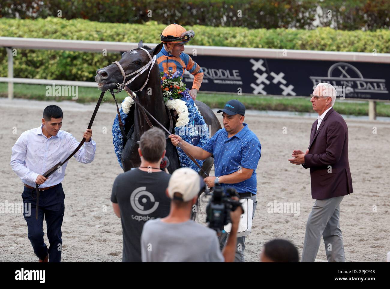 HALLANDALE, FLORIDA - APRIL 01: Forte #11, ridden by Irad Ortiz Jr ... HALLANDALE, FLORIDA - APRIL 01: Forte #11, ridden by Irad Ortiz Jr ...