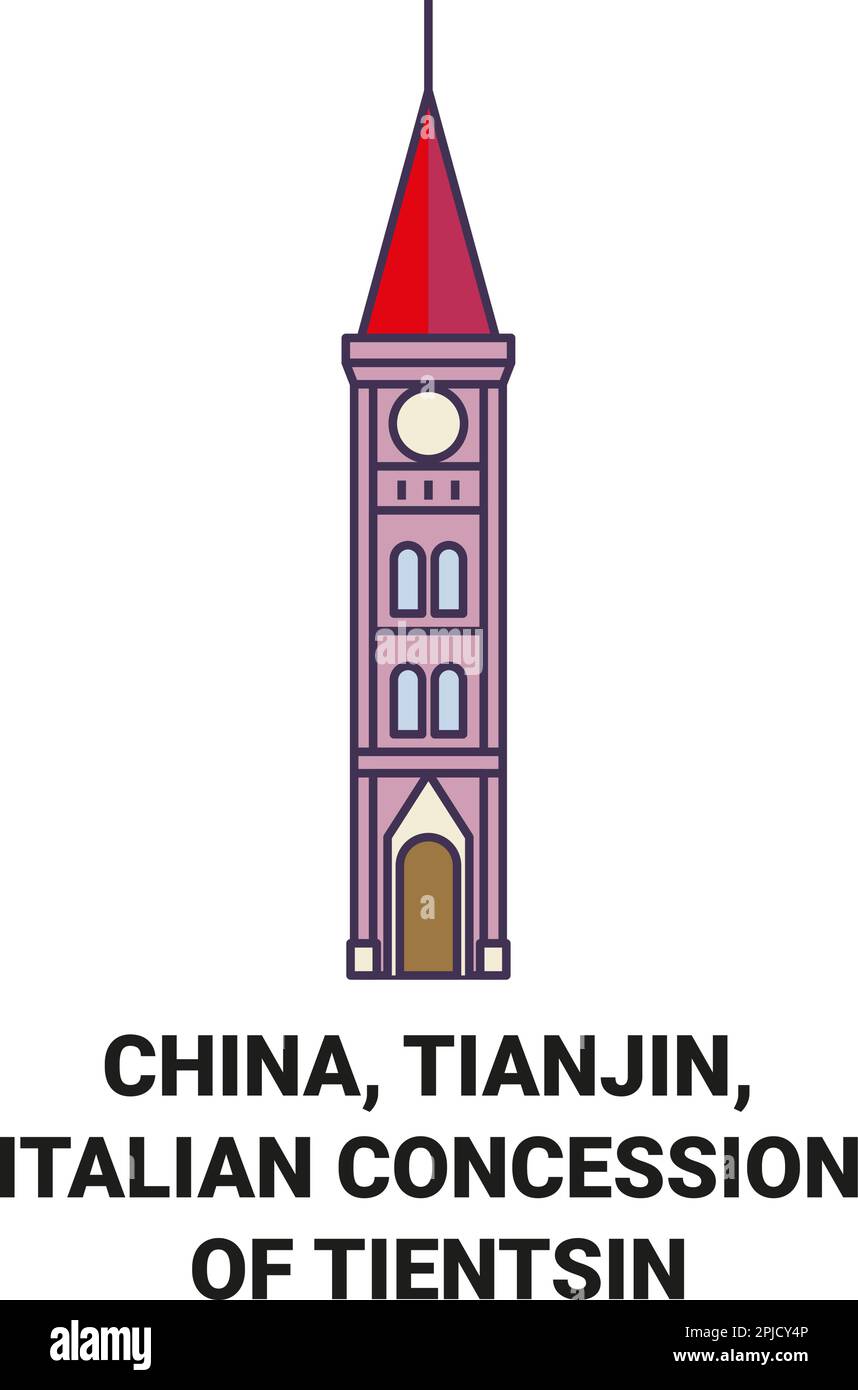 China, Tianjin, Italian Concession Of Tientsin travel landmark vector ...