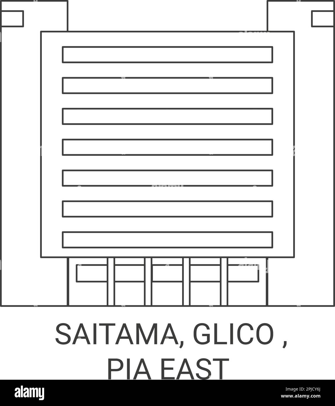 Japan, Saitama, Glico , Pia East travel landmark vector illustration ...