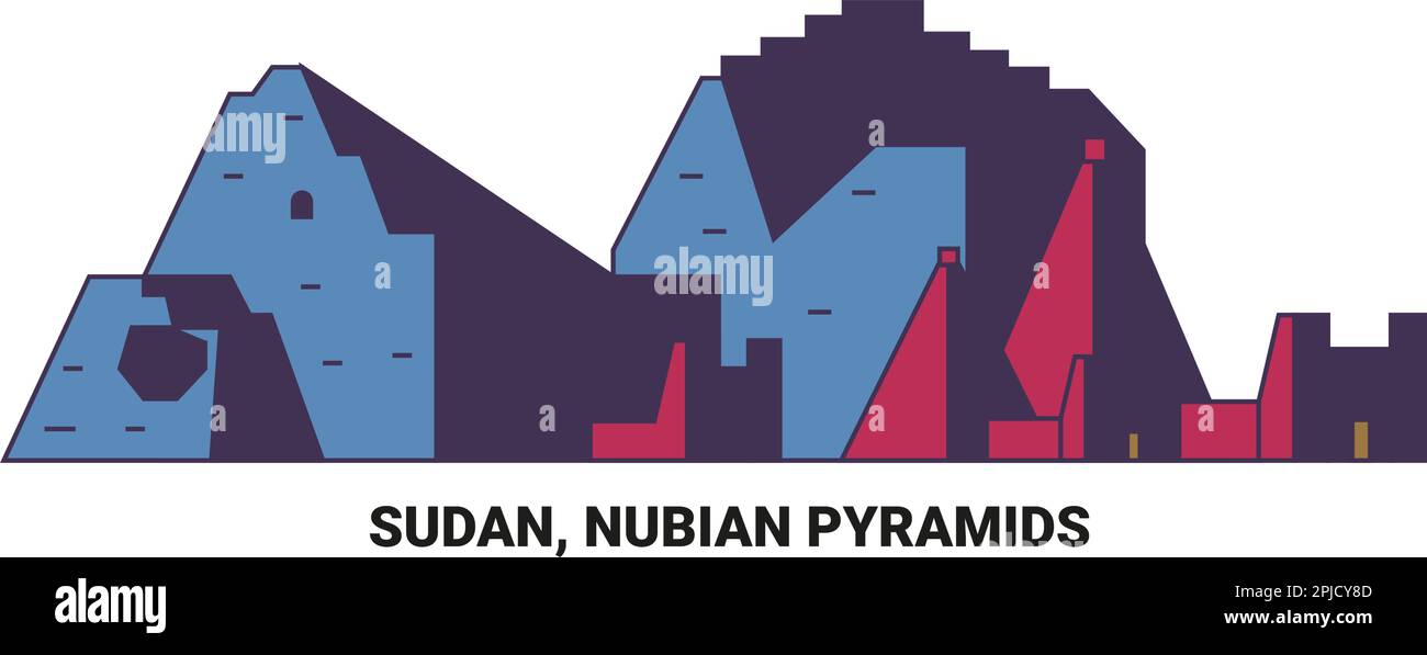 Sudan, Nubian Pyramids, travel landmark vector illustration Stock ...