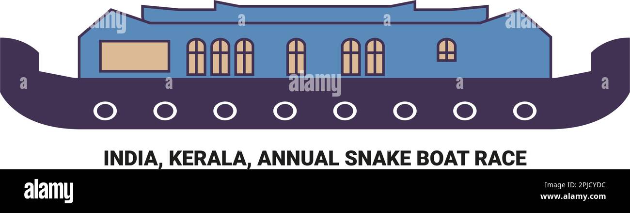 India, Kerala, Annual Snake Boat Race travel landmark vector ...