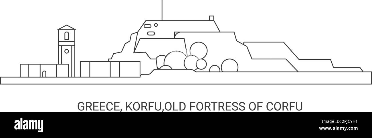 Greece, Korfu,Old Fortress Of Corfu, travel landmark vector ...