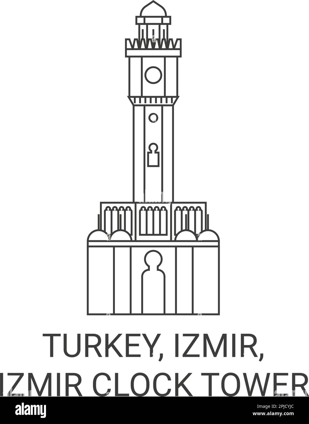 Turkey, Izmir, Izmir Clock Tower travel landmark vector illustration ...