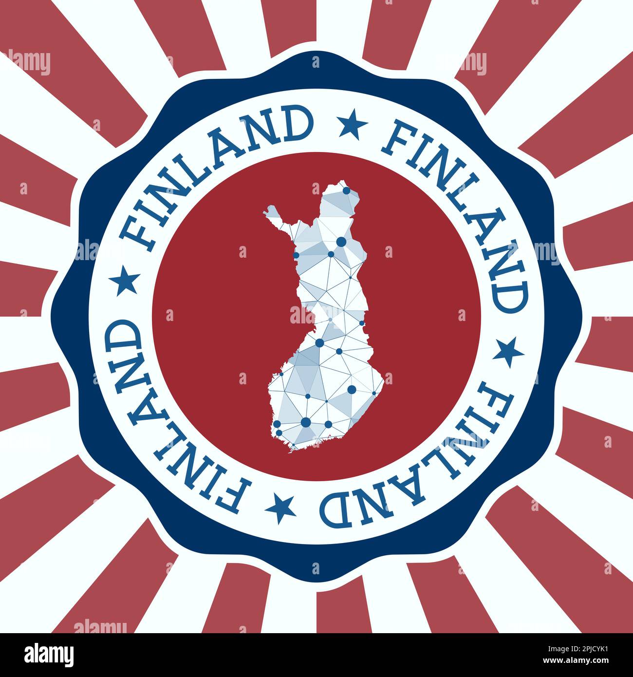 Finland Badge. Round logo of country with triangular mesh map and ...