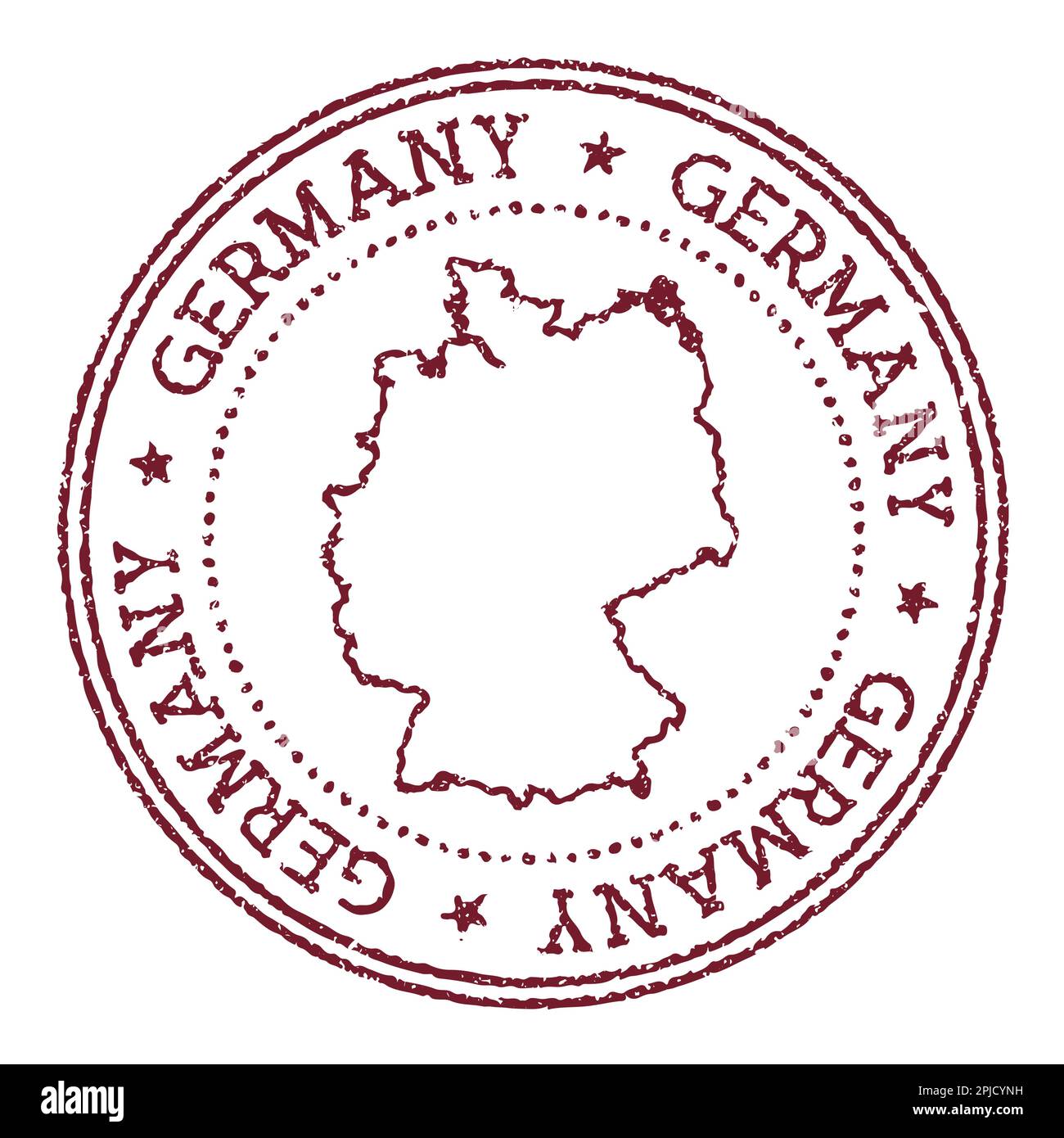 Germany round rubber stamp with country map. Vintage red passport stamp ...