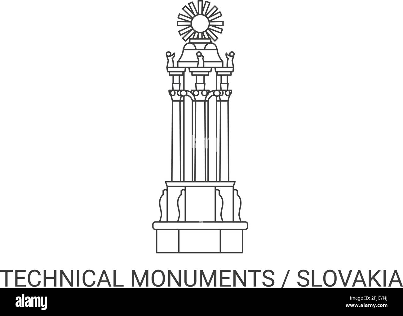 Slovakia, Technical Monuments travel landmark vector illustration Stock ...