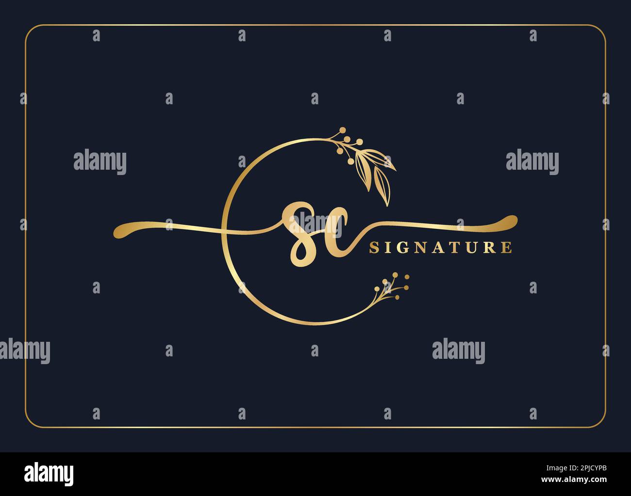 luxury gold signature initial Sc logo design isolated leaf and flower ...