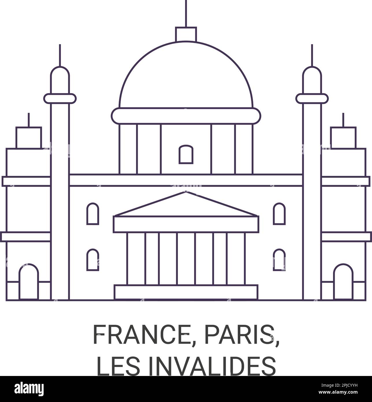 France, Paris, Les Invalides travel landmark vector illustration Stock ...