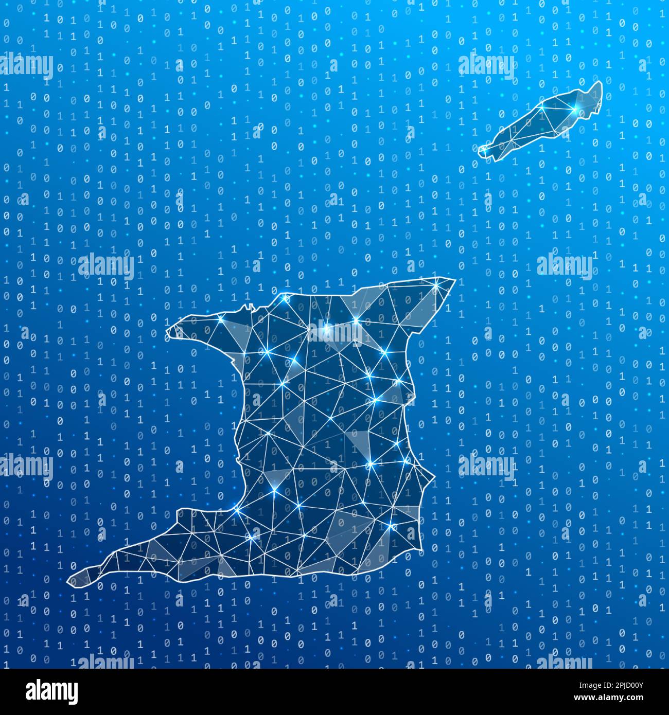 Network map of Trinidad and Tobago. Country digital connections map ...