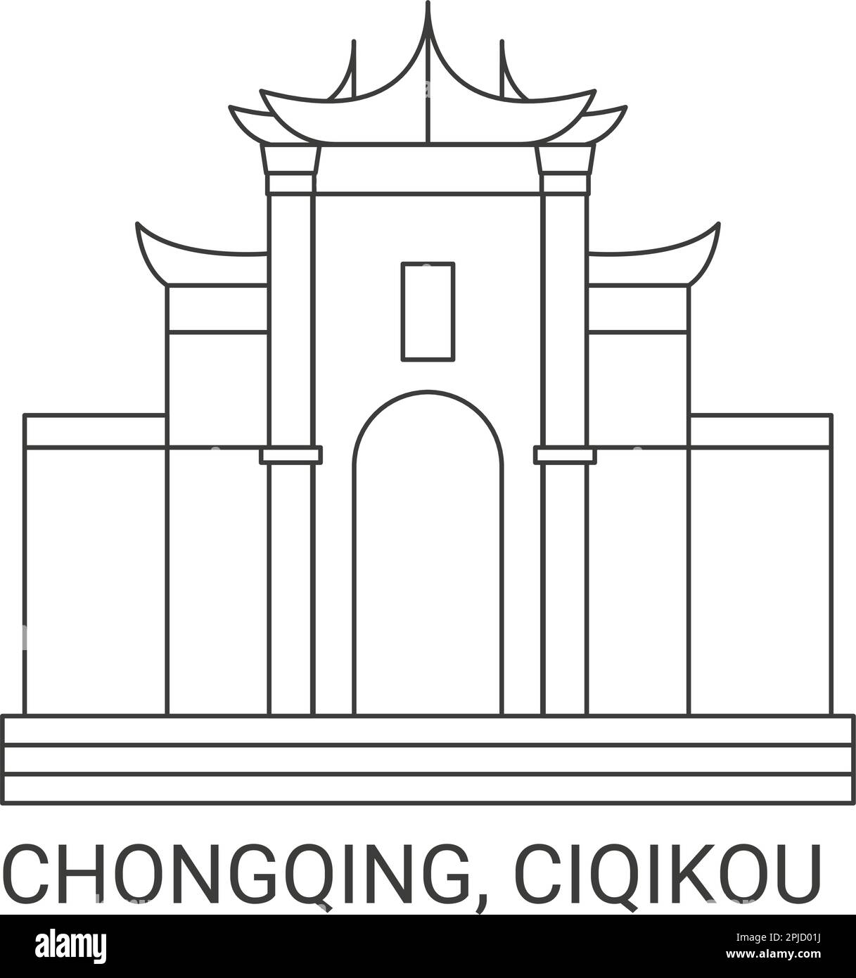 China, Chongqing, Ciqikou, travel landmark vector illustration Stock ...