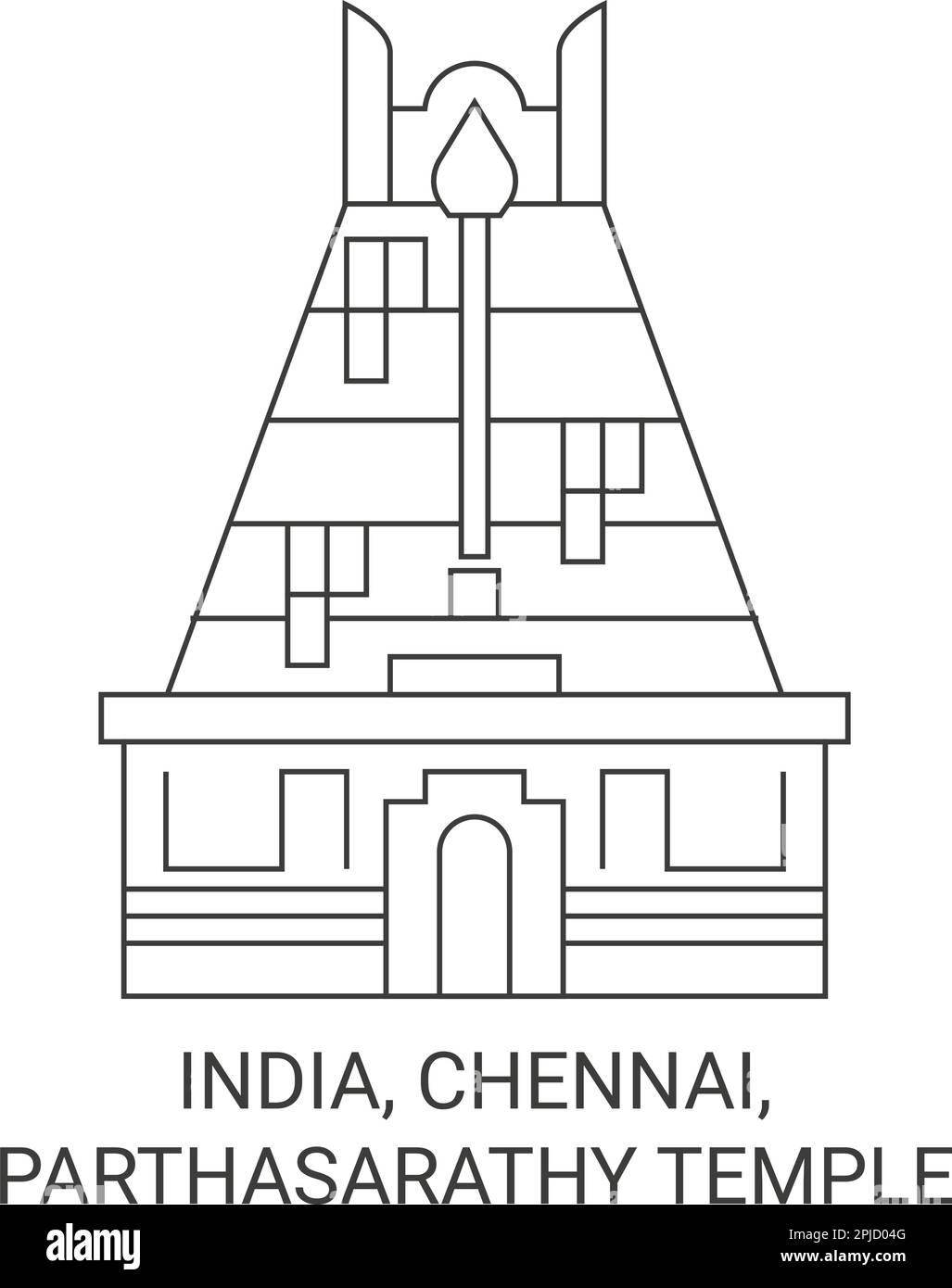 India, Chennai, Parthasarathy Temple travel landmark vector ...
