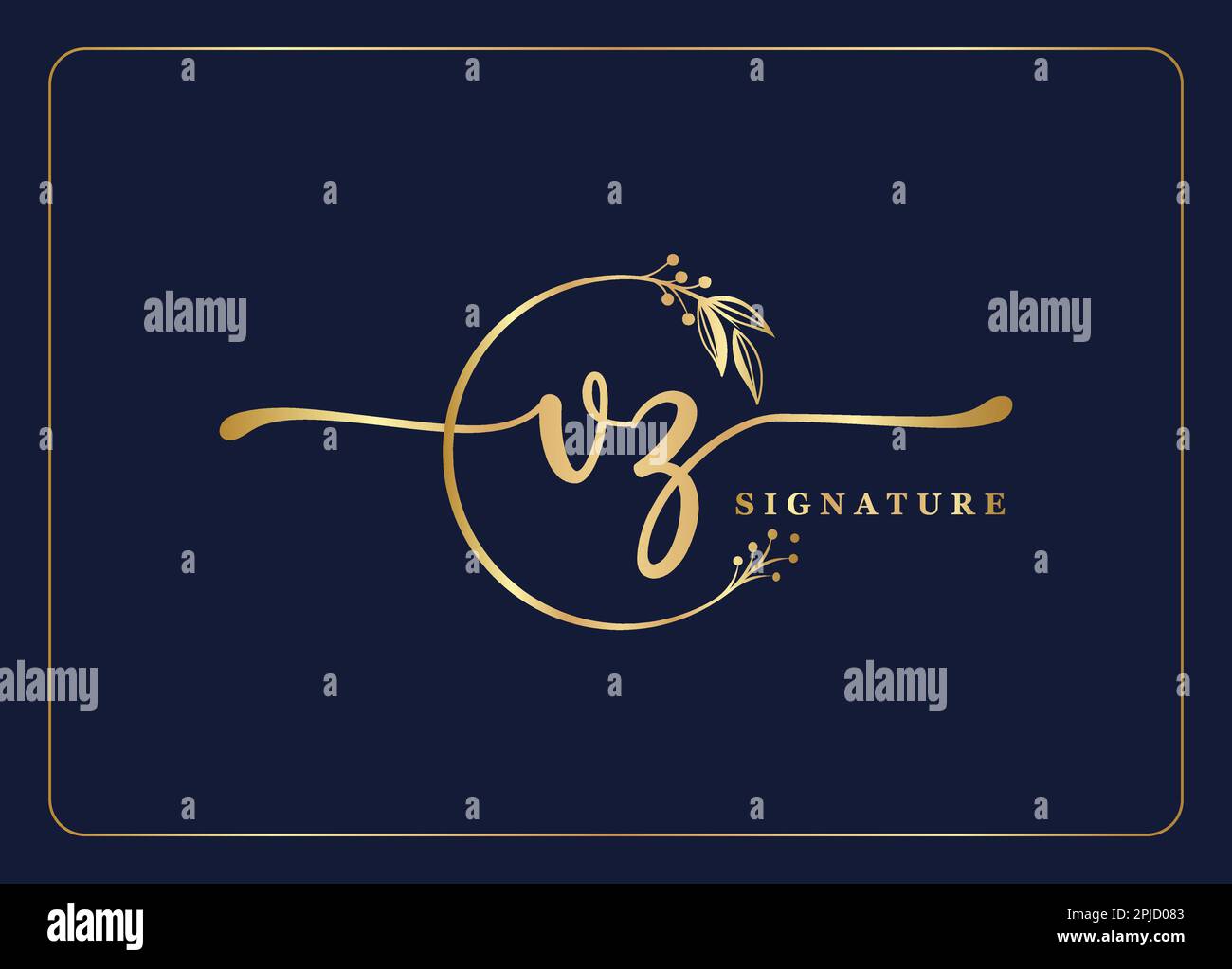 luxury gold signature initial VZ logo design isolated leaf and flower ...