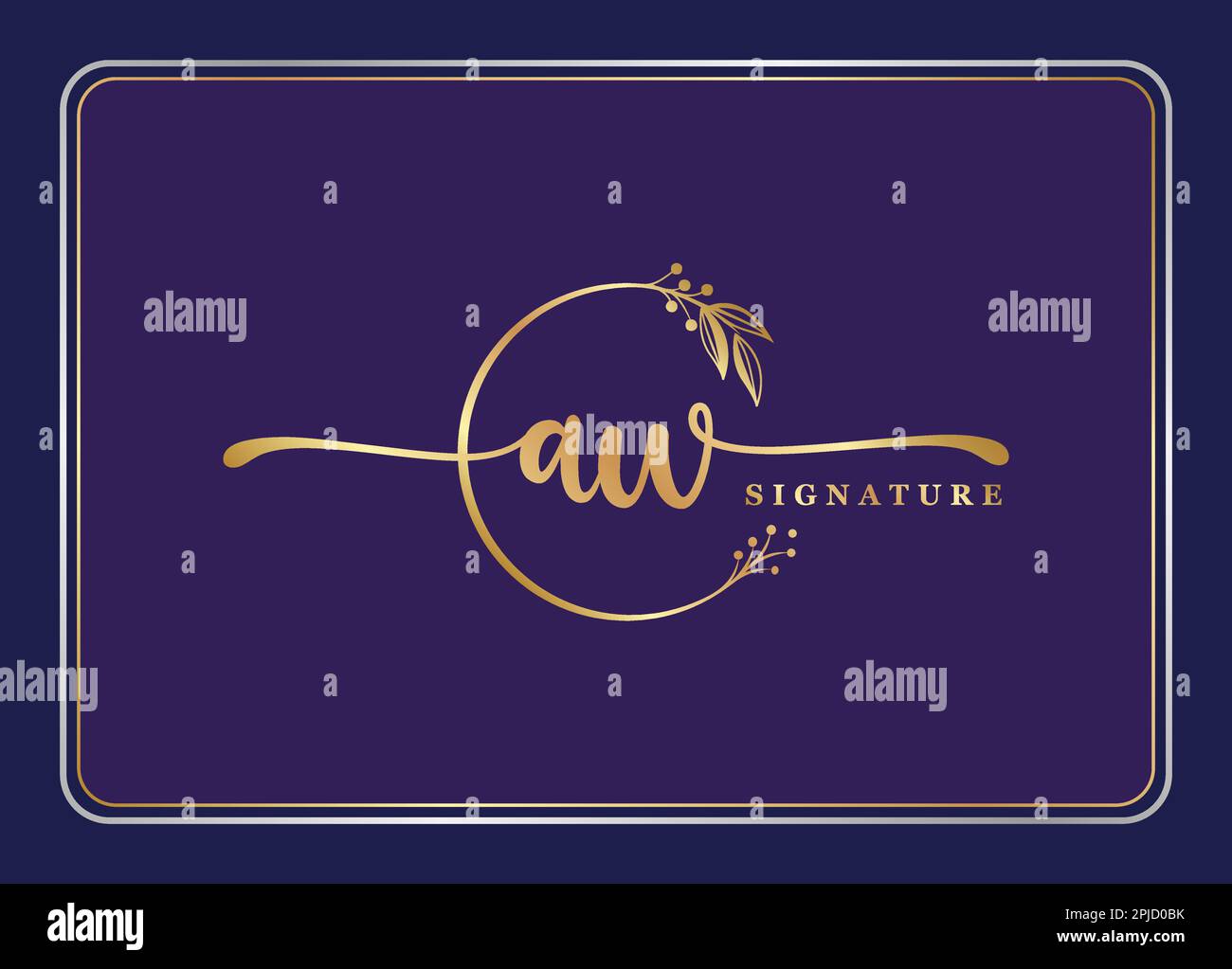 luxury gold signature initial AW logo design isolated leaf and flower ...