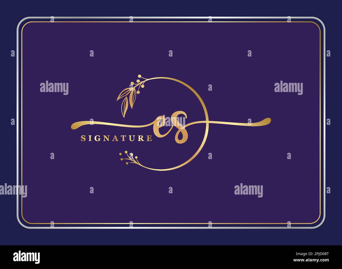 luxury gold signature initial ES logo design isolated leaf and flower ...