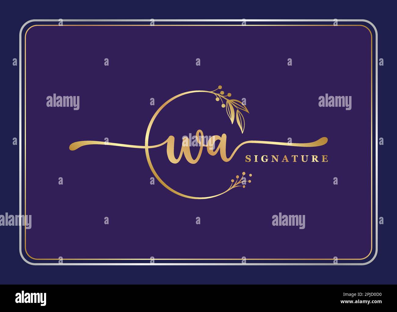 luxury gold signature initial WA logo design isolated leaf and flower ...