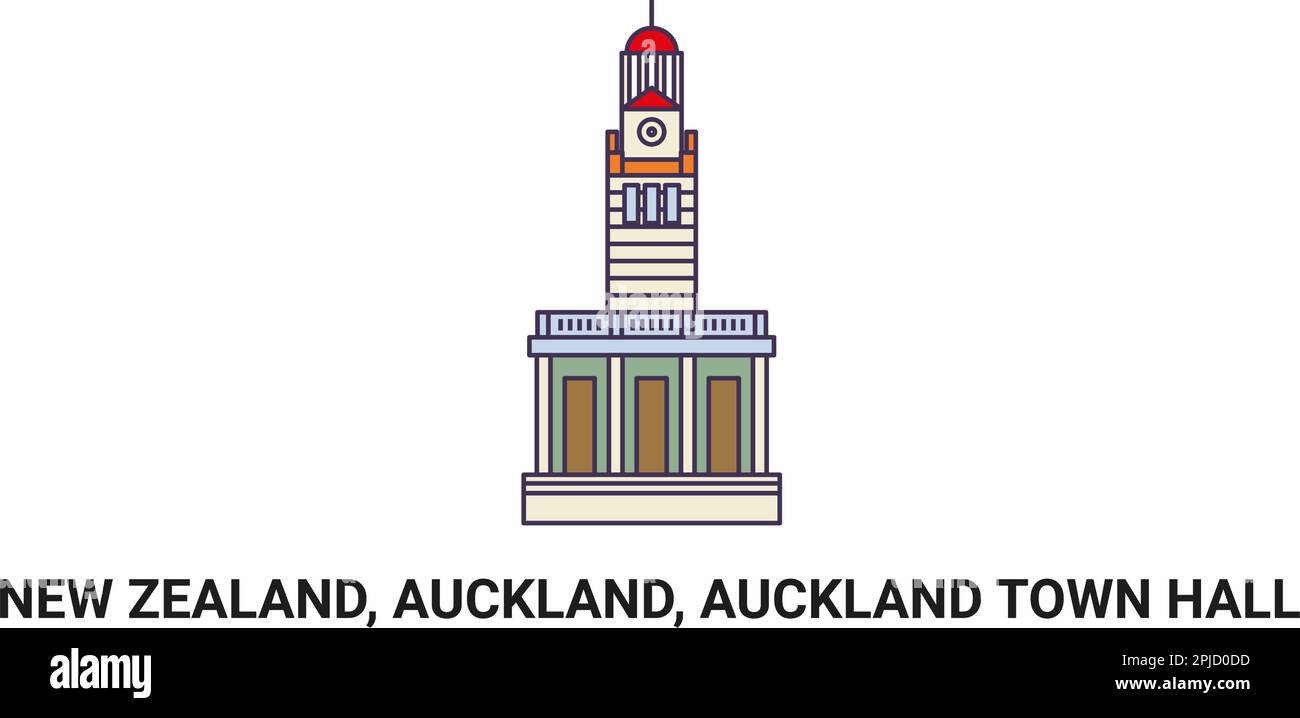 New Zealand, Auckland, Auckland Town Hall, travel landmark vector ...
