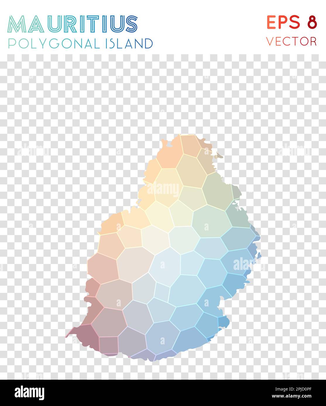Mauritius polygonal map, mosaic style island. Decent low poly style, modern design. Mauritius ...