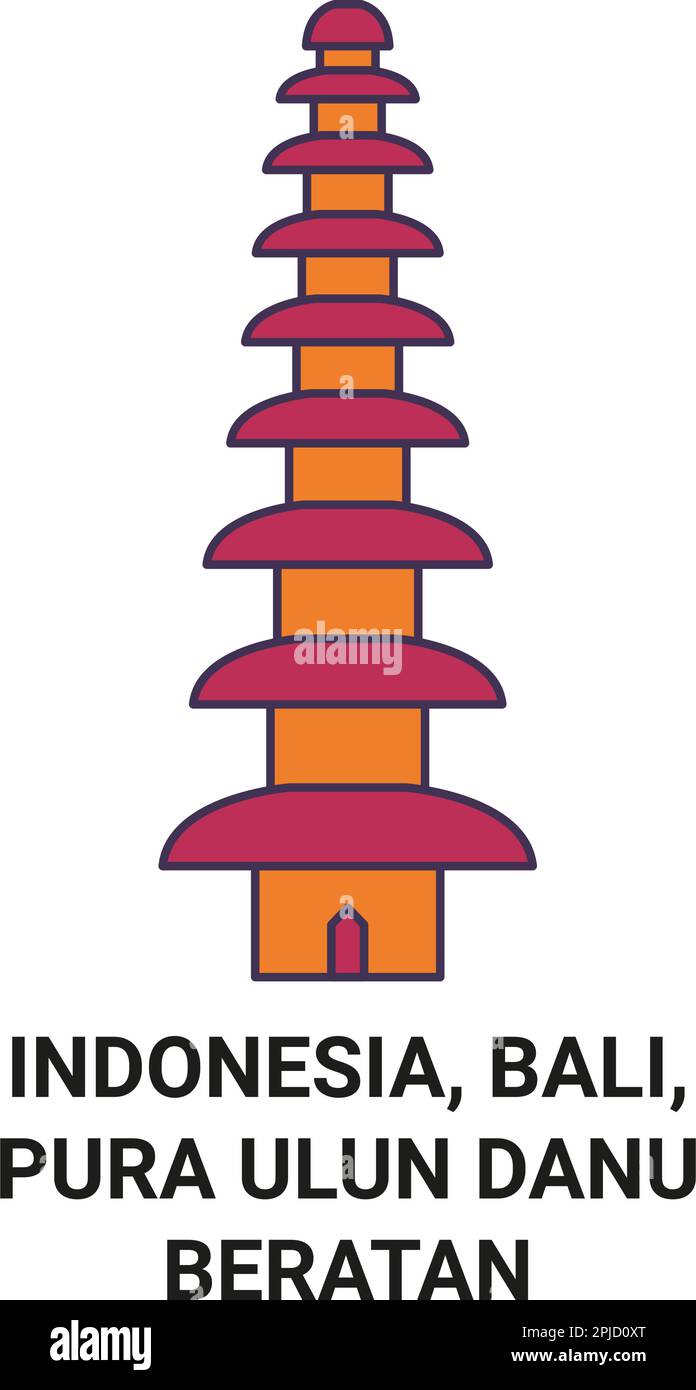 Indonesia, Bali, Pura Ulun Danu Beratan travel landmark vector ...