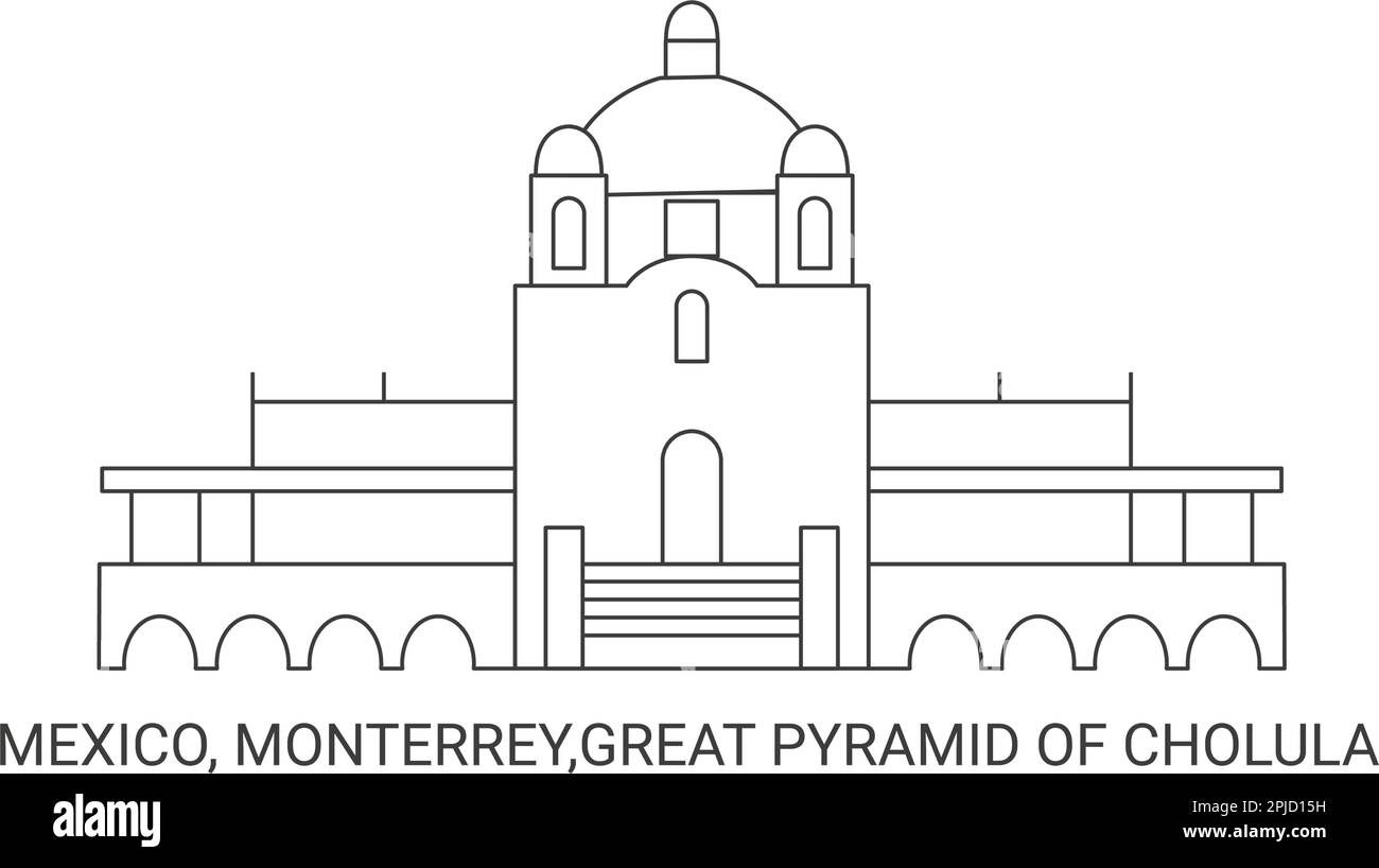 Mexico, Monterrey,Great Pyramid Of Cholula, travel landmark vector ...