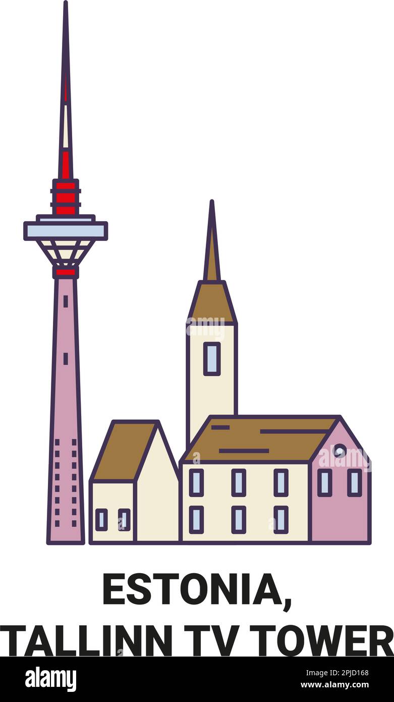 Estonia, Tallinn Tv Tower travel landmark vector illustration Stock ...
