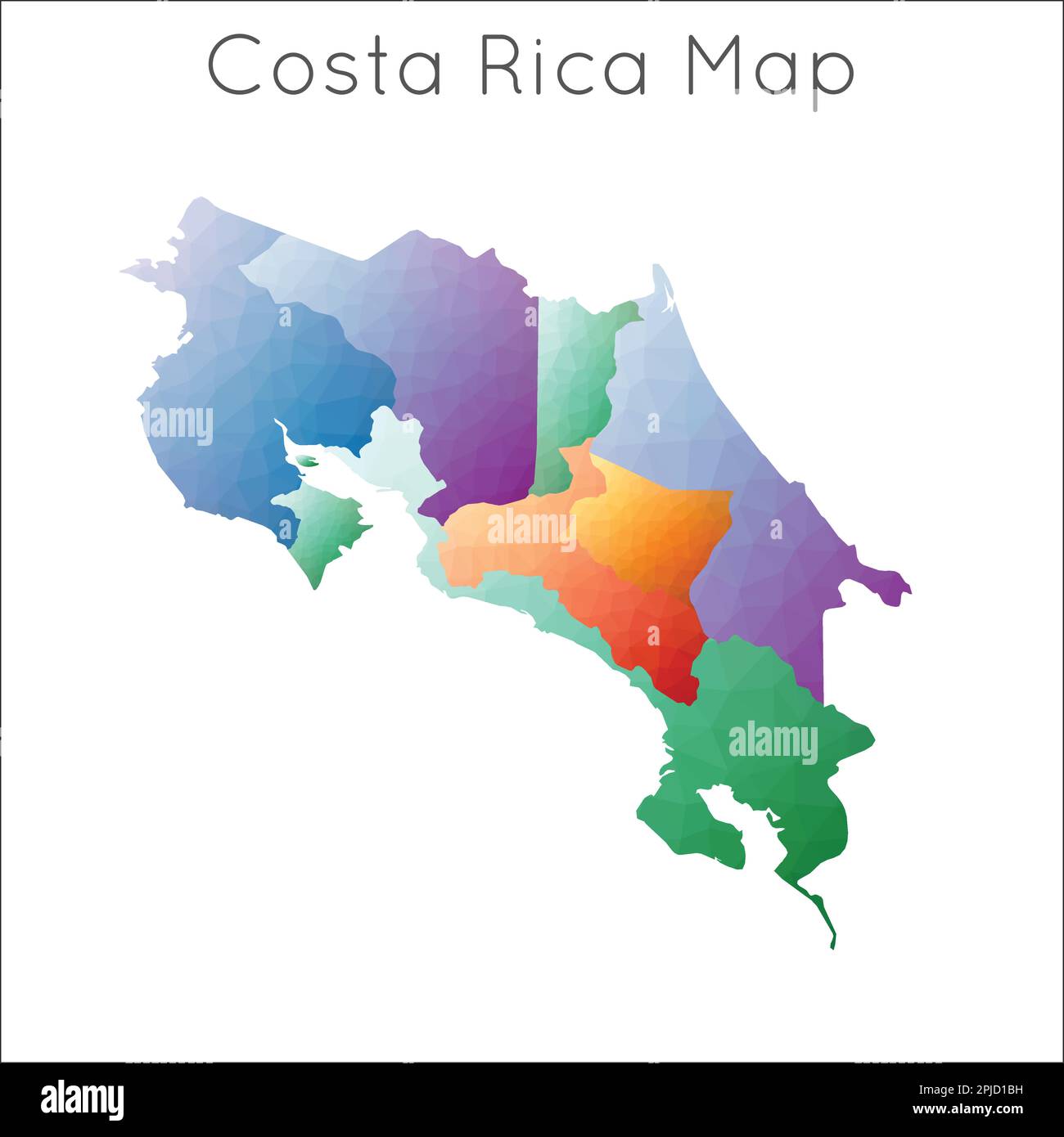 Low poly map of Costa Rica. Costa Rica geometric polygonal, mosaic ...
